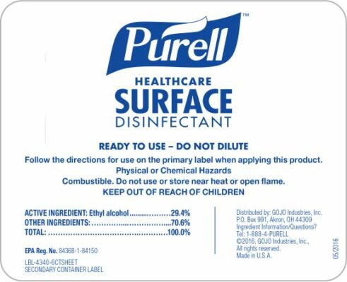 Bottle Label - PURELL® Healthcare Surface Disinfectant - GOJO ...