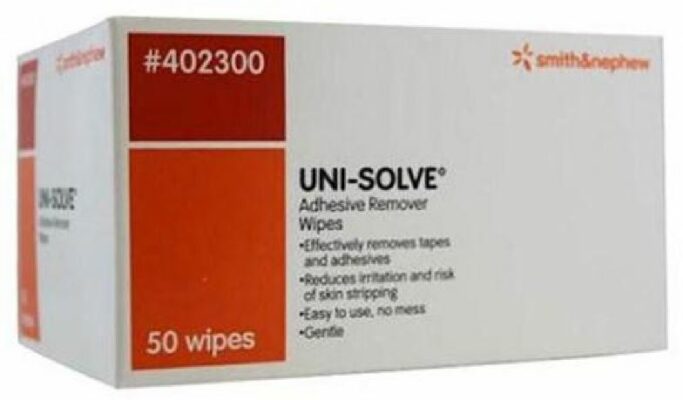 UNI-SOLVE WIPES BX 50 ADH REM - Smith & Nephew Wound Mgmt. - 402300 ...